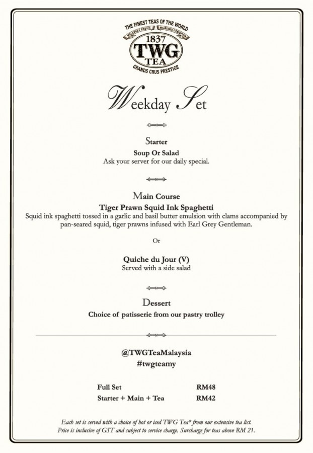 TWG Tea's New Asian Inspired Weekly Set Menu - Valiram Group
